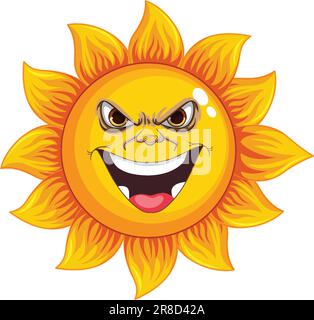Evil facial expression sunflower cartoon character illustration Stock ...