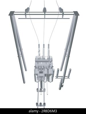 Polygonal Electric transformer substation. Power grid substation ...