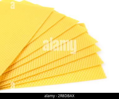 Natural organic beeswax sheets on white background Stock Photo - Alamy
