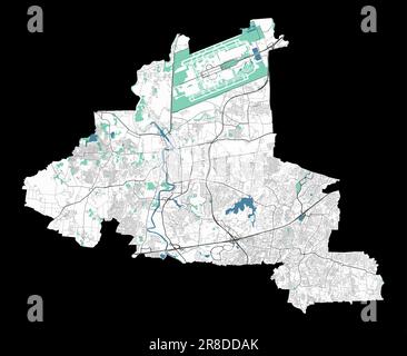Vector map of Tangerang, Indonesia. Urban city road map poster ...