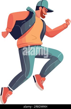 young man with beard jumping in the park character Stock Vector Image ...