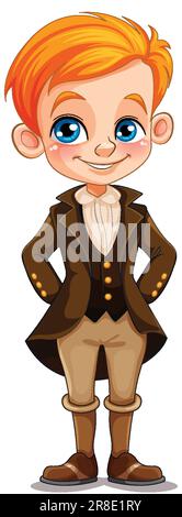 Cute European boy in Regency era outfit cartoon character illustration ...