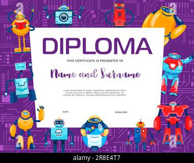 Diploma template with cartoon ai robot Stock Vector Image & Art - Alamy