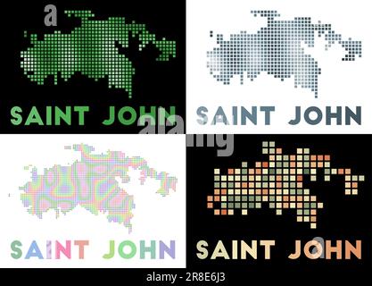 Saint John map. Map of Saint John in dotted style. Borders of the ...