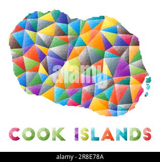 Map of Cook Islands. Low poly illustration of the island. Purple ...