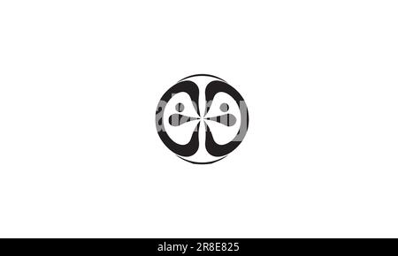 Cycle logo. Three ribbons, intertwined elements,black on white ...