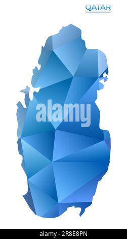 Qatar map. Geometric style country outline. Extraordinary violet vector ...