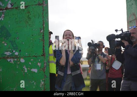 Emily Eavis opens the gates on the first day of the Glastonbury ...