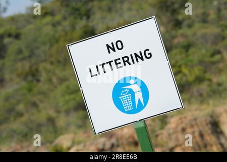 No Littering sign in nature park, prevent environmental pollution ...