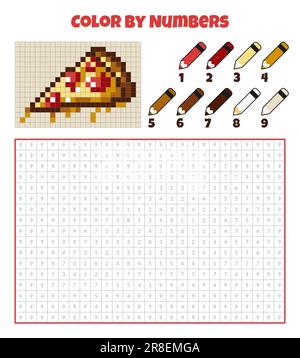 Math game worksheet, cartoon pizza, french fries and soda drink, vector ...