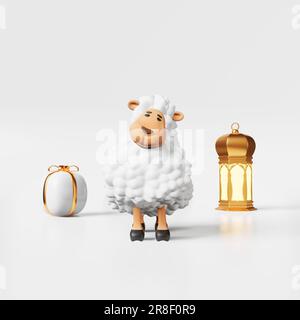 Cute white sheep Islamic Udhiya-Qurbani animal sacrifice lamb 3d ...