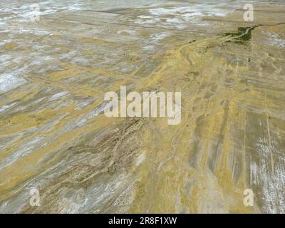Aerial view of Bolivias second largest lake, the dried out Lago Poopó ...