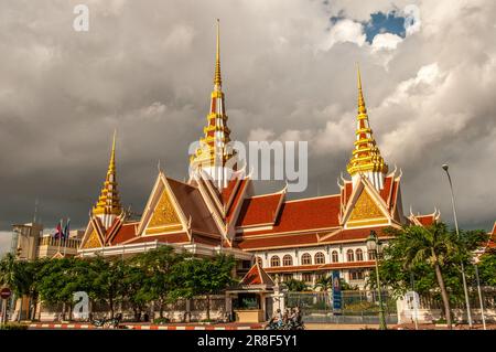 The National Assembly Building during monsoon season. Phnom Penh ...