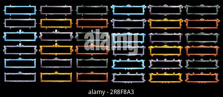 Empty rectangle frames in medieval style for game ui design. Vector ...