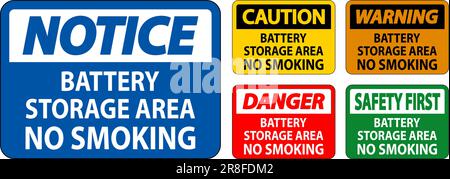 Danger Sign Battery Storage Area No Smoking Stock Vector Image & Art ...