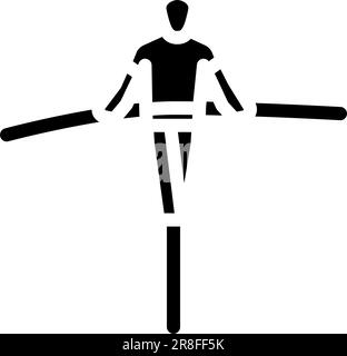 tightrope walker carnival vintage show line icon vector illustration ...