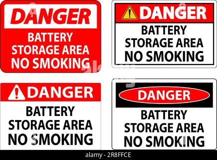 Danger Sign Battery Storage Area No Smoking Stock Vector Image & Art ...