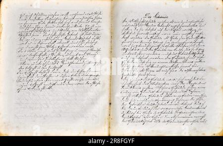 Old exercise book, around 1880, old German handwriting Stock Photo - Alamy