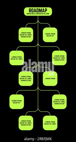 Vertical roadmap milestones on black background. Timeline infographic ...