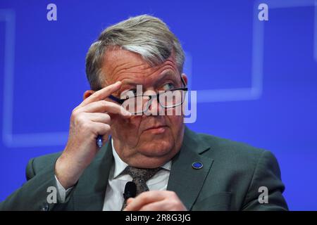 Denmark's Foreign Minister Lars Lokke Rasmussen, center, arrives for ...