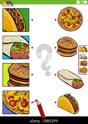 Cartoon illustration of food dishes and objects group coloring page ...