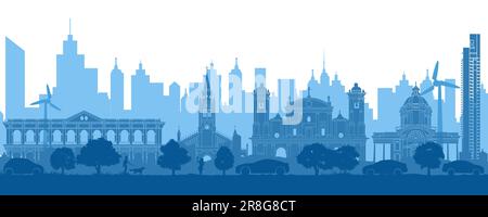 Paraguay famous landmarks by silhouette outline style,vector ...