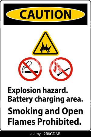 Caution Sign Explosion Hazard, Battery Charging Area, Smoking And Open ...