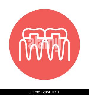 Crowned teeth color line icon. Isolated vector element. Outline ...