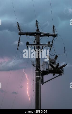 Lightning strike on the energy transition power line Stock Photo - Alamy