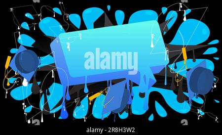 Abstract blue and black graffiti Graduation Cap Background. Modern ...