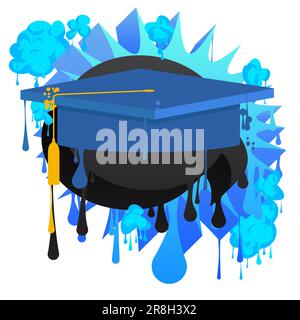 Abstract blue and black graffiti Graduation Cap Background. Modern ...