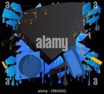 Abstract blue and black graffiti Graduation Cap Background. Modern ...
