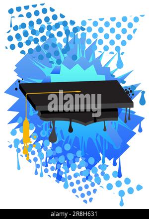 Abstract blue and black graffiti Graduation Cap Background. Modern ...