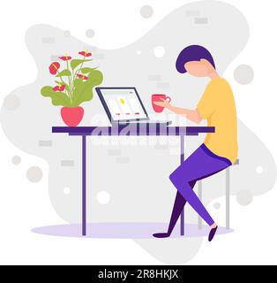 Millennials at work. Male millennial working with laptop, coworking ...