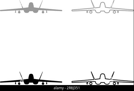 Jet fighter fight airplane modern combat aviation warplane set icon ...