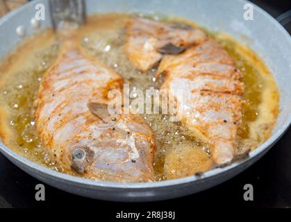 Clean and seasoned Peroá fish (Balistes capriscus) . Typical fish from ...