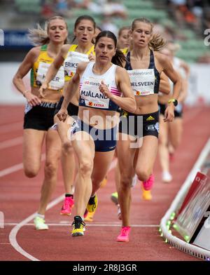 Trine Mjåland of Norway competing in the women’s 800m race at the Oslo ...