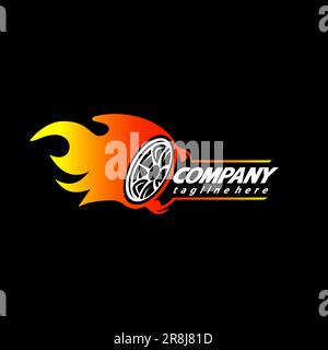 Tyre store or repair logo with red ribbon. Modern, solid and flat color ...