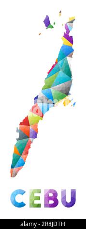 Low poly map of Cebu. Geometric illustration of the island. Cebu ...