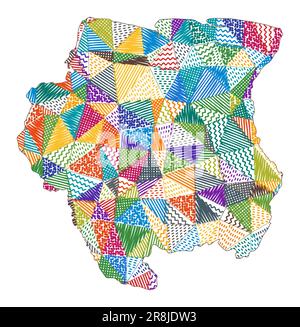 Hand Drawn Doodle Map Of Suriname. Vector Illustration Stock Vector ...
