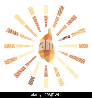 Penang Island low poly sunburst set. Logo of island in geometric ...