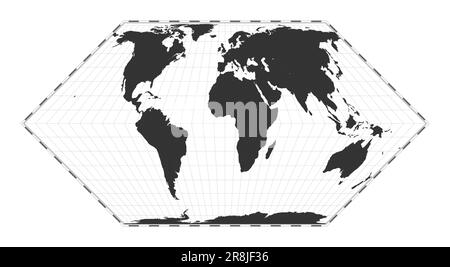 Vector world map. Eckert II projection. Plain world geographical map ...