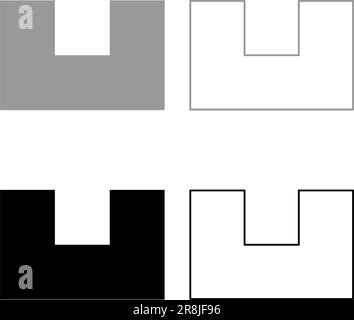 Pit with square hole ground dimple contour outline line icon black ...