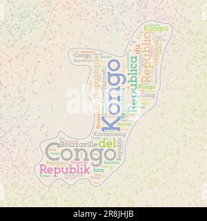 Congo country shape word cloud. Typography style country illustration ...
