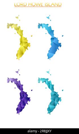 Set of vector maps of Lord Howe Island. Vibrant waves design. Bright ...