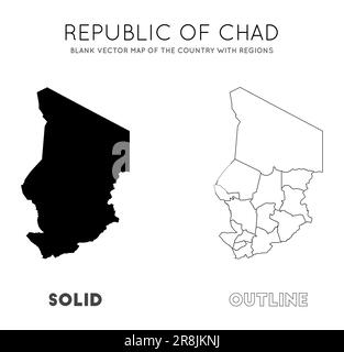 Chad map. Blank vector map of the Country. Borders of Chad for your ...