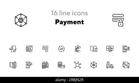 Contactless Payment icon linear logo mark set collection in black and ...