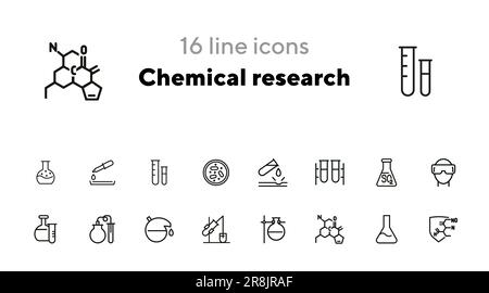 chemical research line icon, outline symbol, vector illustration ...