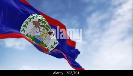 National flag of Belize: blue field with red upper and lower border ...