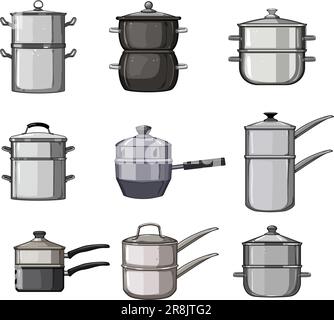 chocolate double boiler pan cartoon vector illustration Stock Vector ...